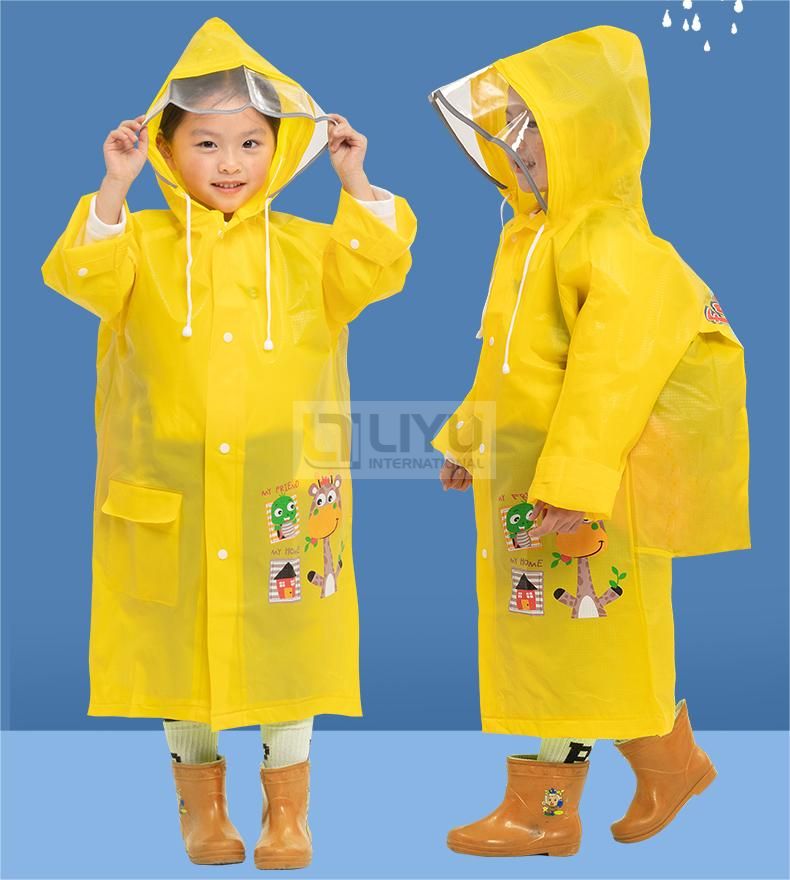 EVA Colorful Unicorns Raincoat for Kids Pink Hooded Rainwear with ...
